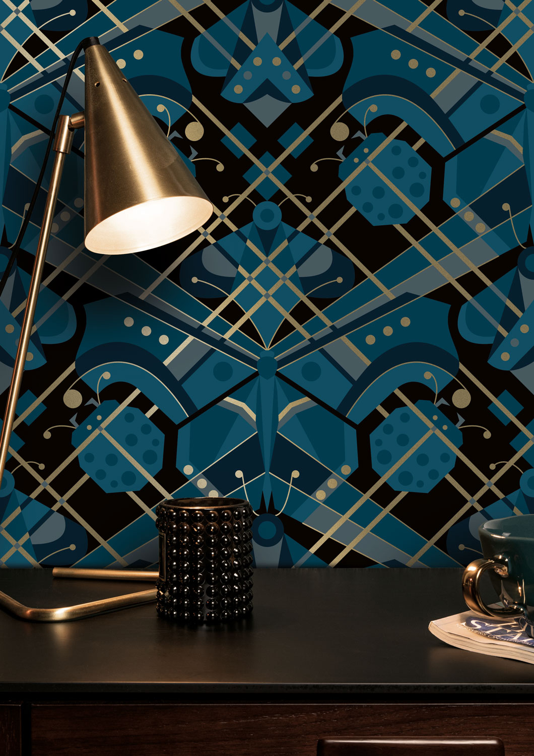 KEK Amsterdam Wallpaper Art Deco Animaux Butterfly Gold-9208